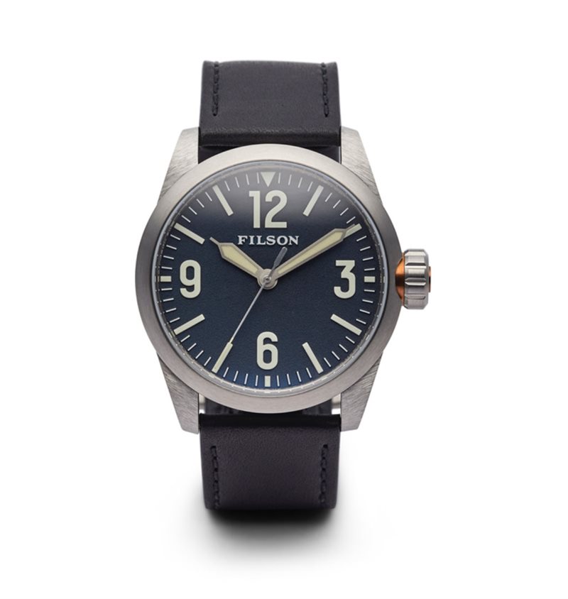 Filson - Standard Issue Field 41 Watch Navy Face - Black Leather Strap
