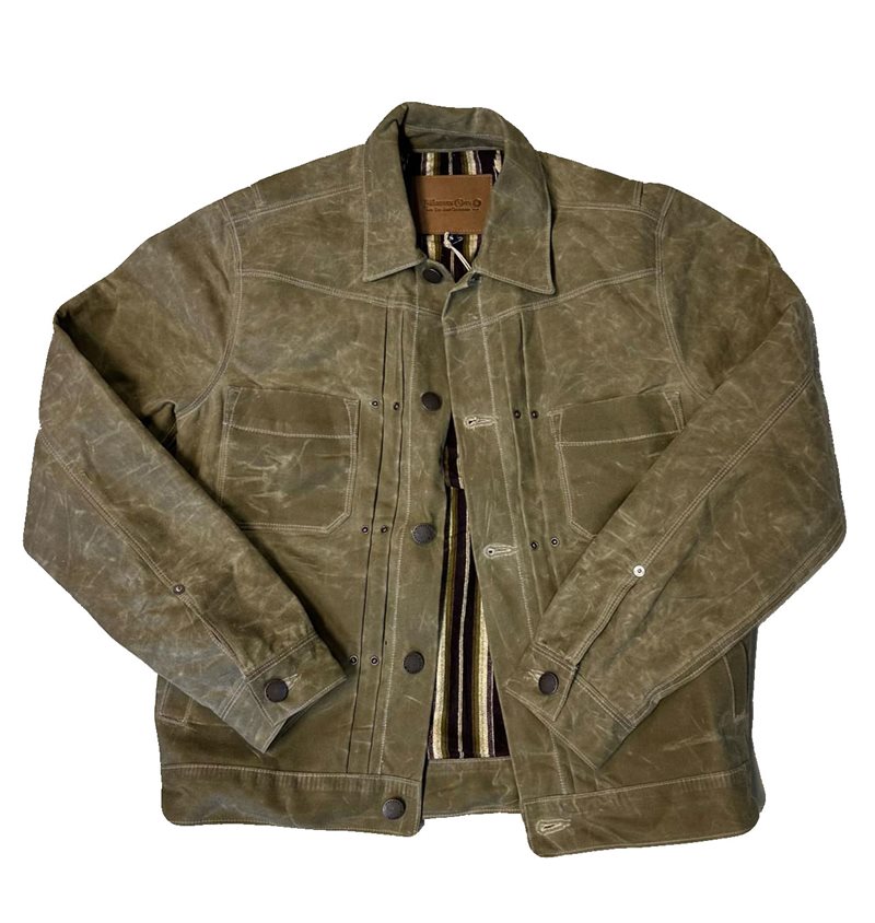 Freenote Cloth - Riders Jacket Waxed Canvas Purple Interior - Tobacco