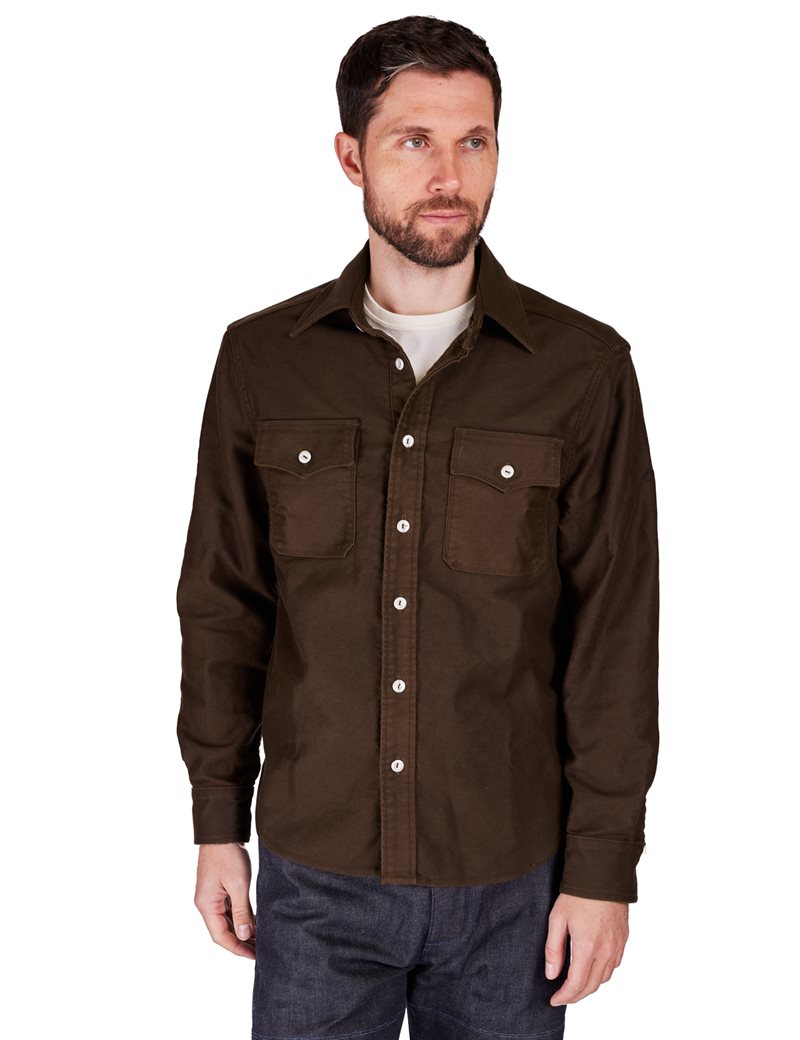 Freenote Cloth - Scout Moleskin Shirt - Oak Brown