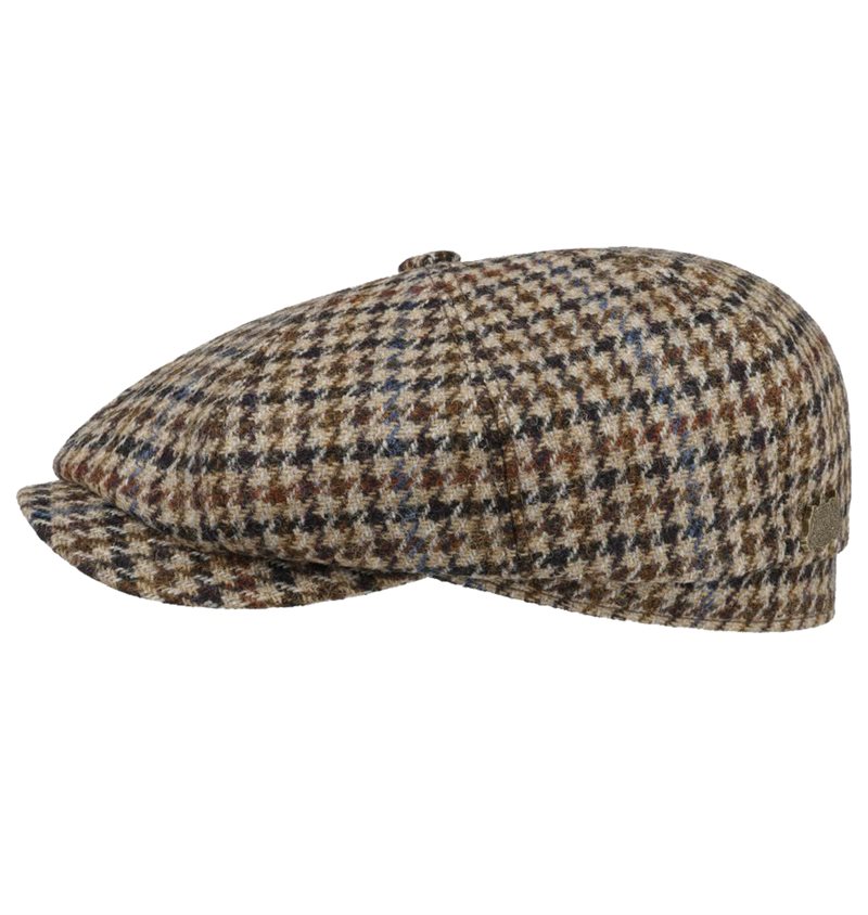 Stetson - Hatteras Houndstooth Tweed Flat Cap - Beige | Sverige