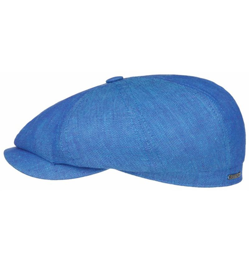 Stetson - Hatteras Linen Herringbone Newsboy Cap - Ocean Blue