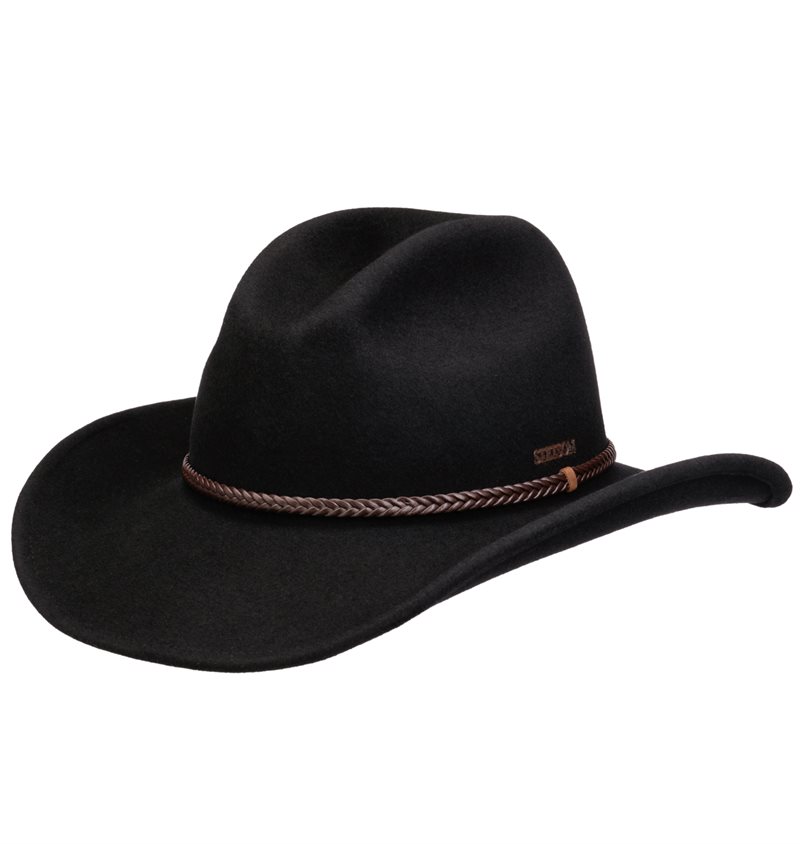 Stetson - Western Gus Sloped Woolfelt Hat - Black
