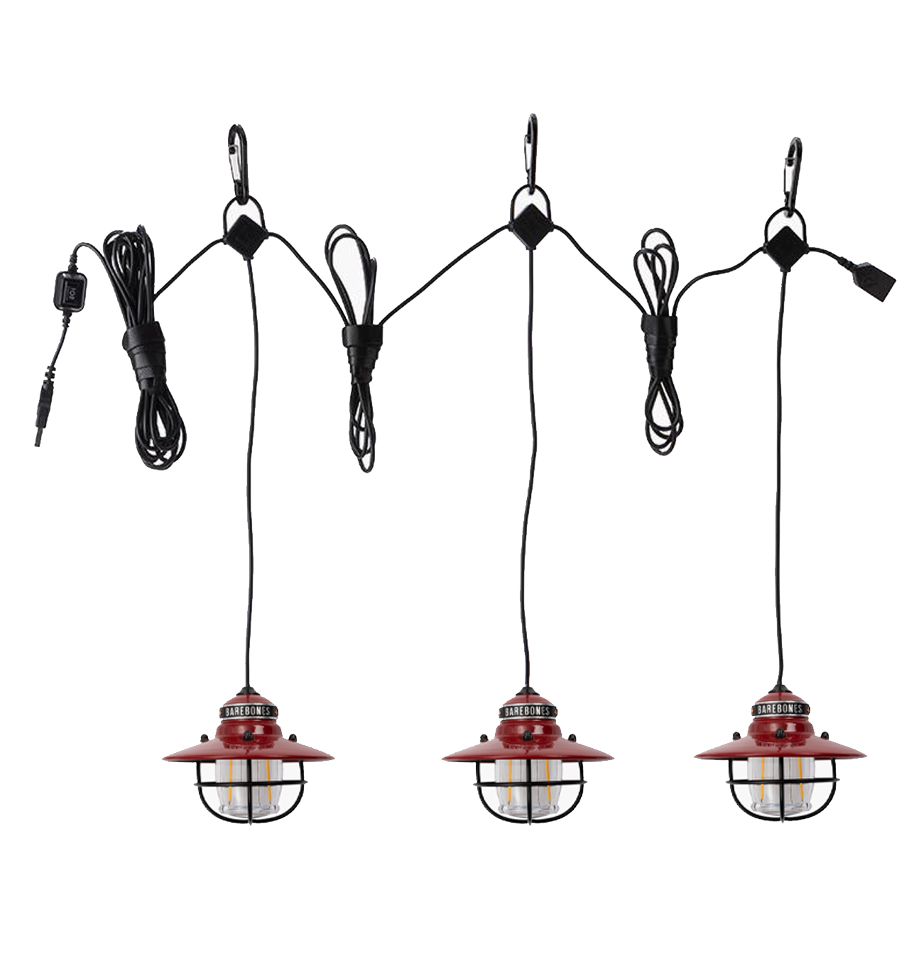 Barebones - Edison Pendant String Lights - Red