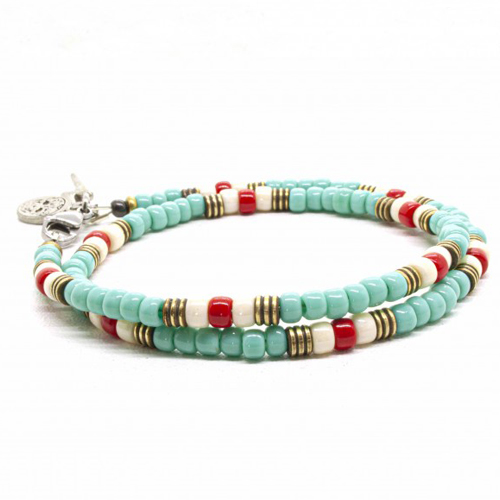 Black Pearl Creations - Matubo Double Bracelet Turquoise Blue