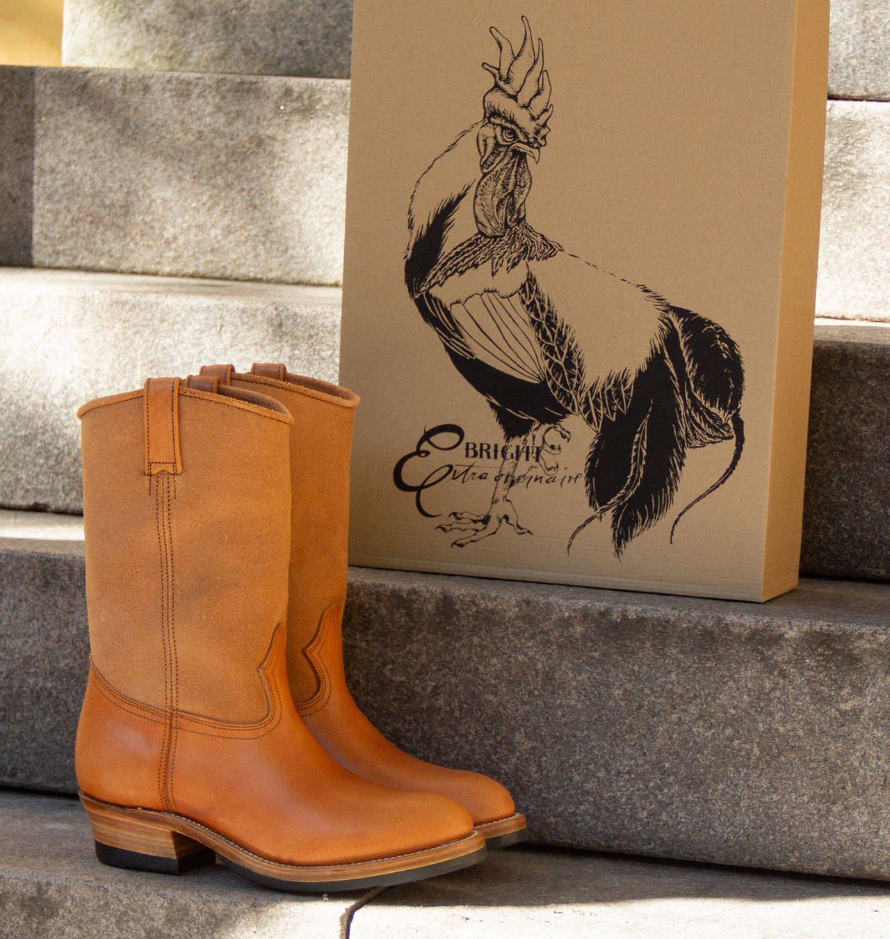 Bright Shoemakers - Rooster Saddle Boot / Natural Steerhide