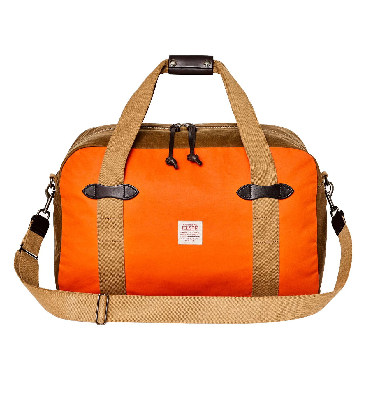 Filson - Medium Tin Cloth Duffle Bag - Dark Tan/Flame