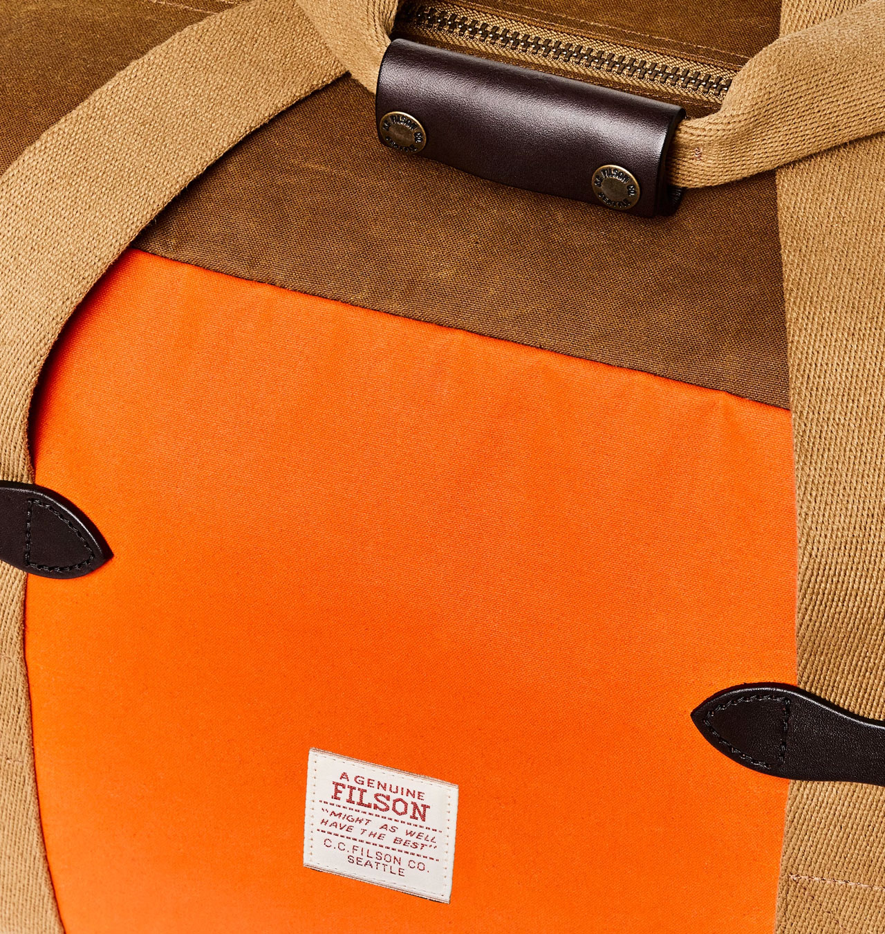 Filson - Medium Tin Cloth Duffle Bag - Dark Tan/Flame