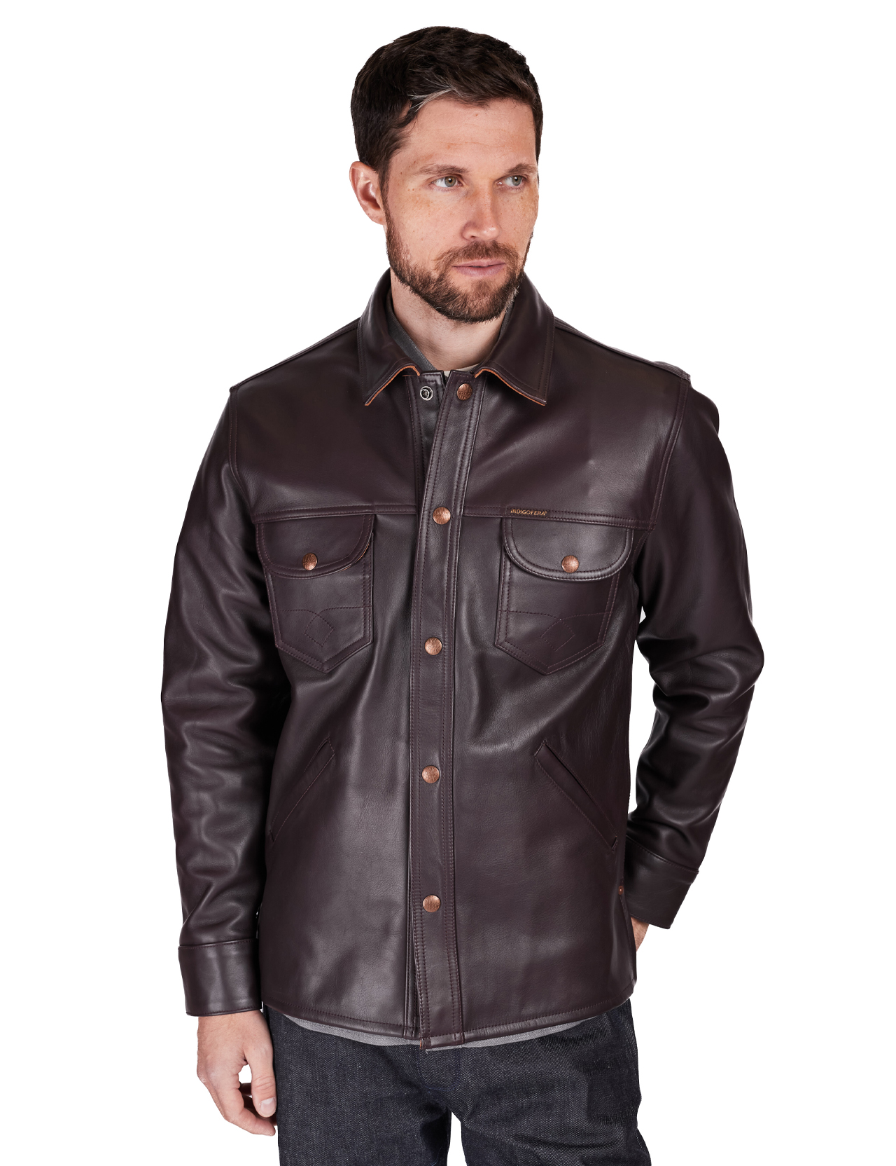 Indigofera - Eagle Rising Leather Jacket - Dark Burgundy Tea Core