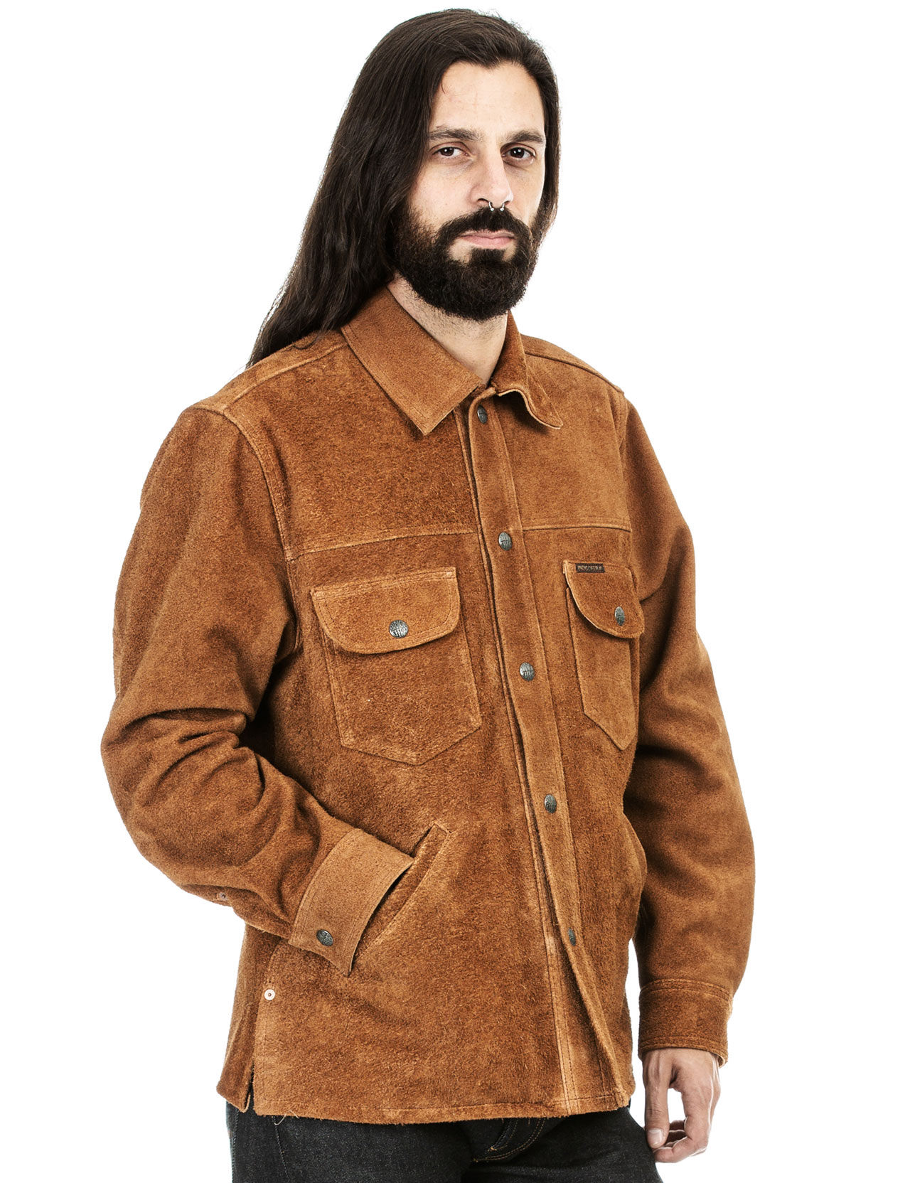 Indigofera - Fargo Trucker Leather Jacket Rough Out - Cognac