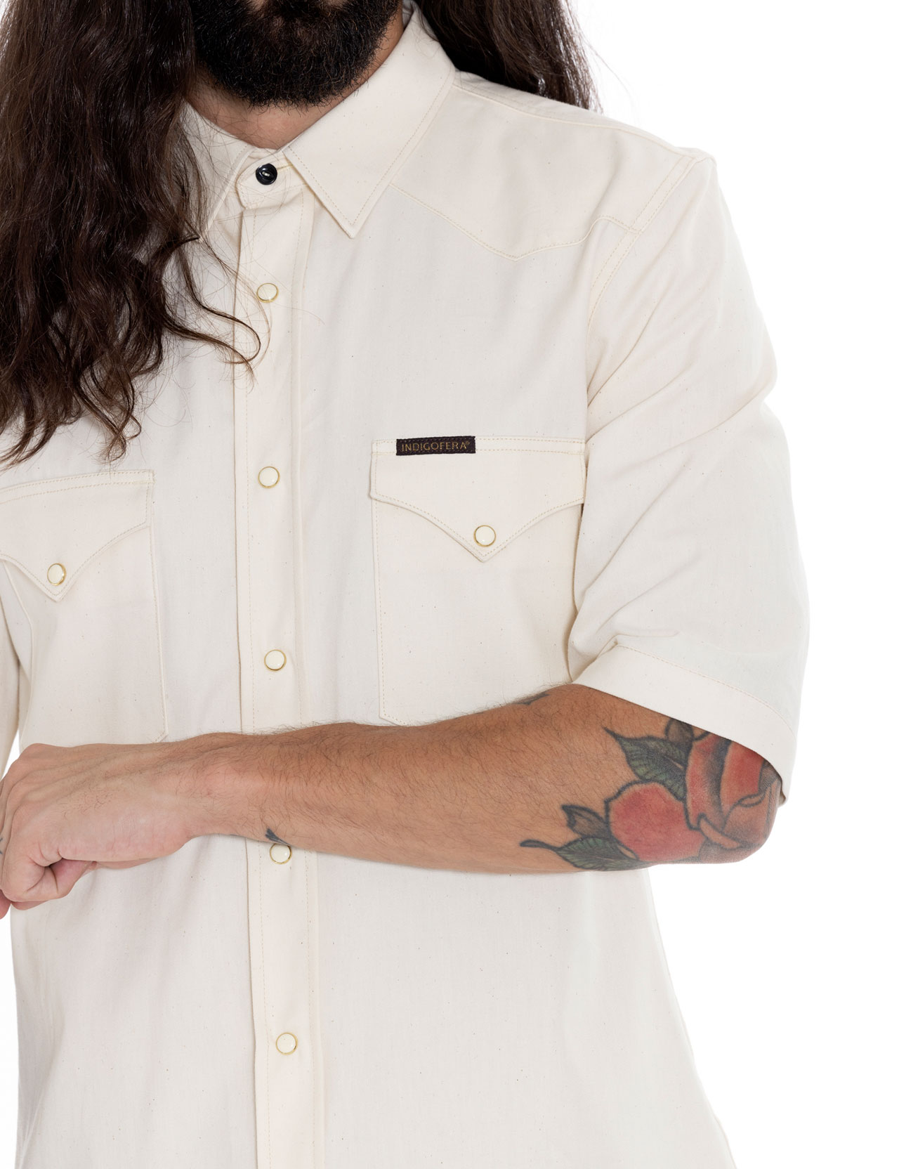 Indigofera - Randy Shirt 2 by 1 Cordova Denim - Ecru 6 oz