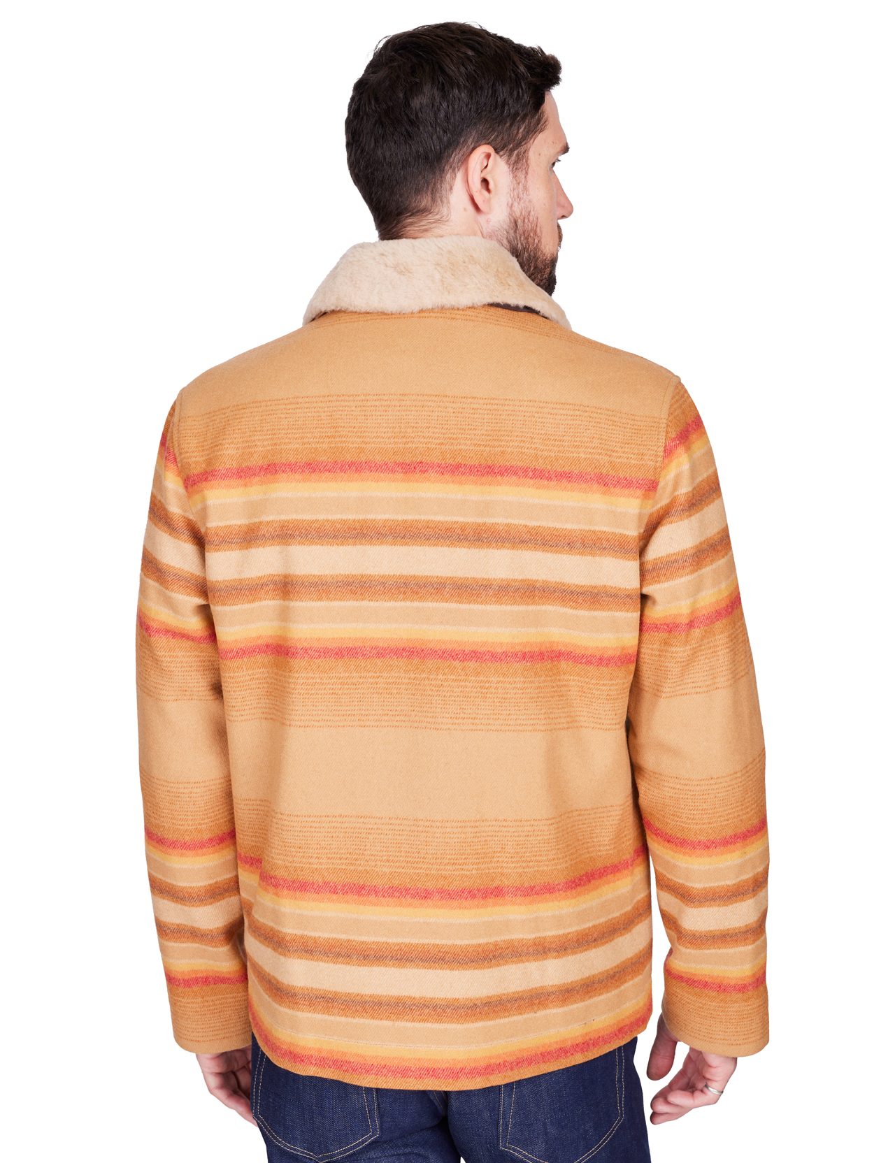 Pendleton - Silverton Wool Coat - Ralston Stripe Tan | Sverige