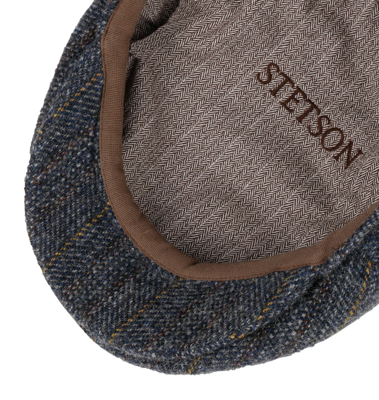 Stetson - Kent Herringbone Stripe Flat Cap - Navy | Sverige