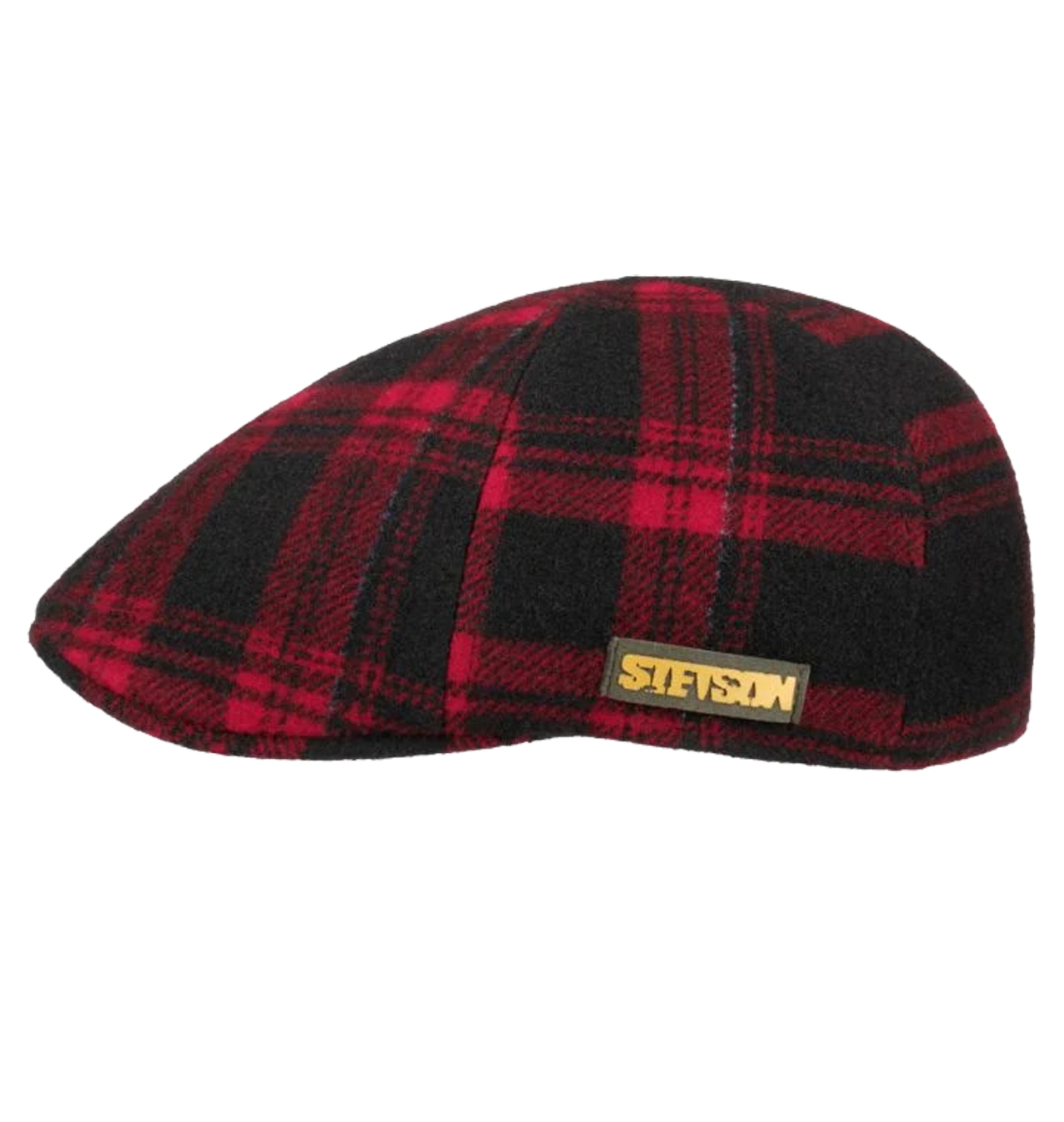 Stetson - Texas Virgin Shadow Plaid Flat Cap - Oxblood